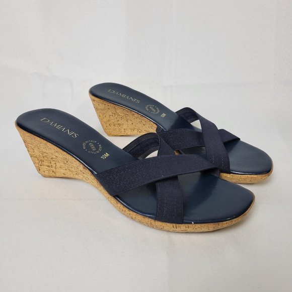 Damiani's Italy | Shoes | Damianis Slide Sandal Womans M Navy Blue Med ...